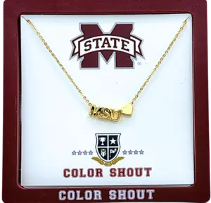 COLOR SHOUT Mississippi State University Heart Pendant Necklace - Yellow Gold
