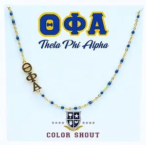 COLOR SHOUT Theta Phi Alpha Greek Letter Side Set Necklace - Yellow Gold