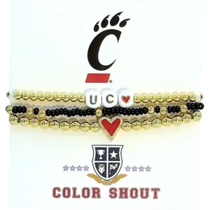 COLOR SHOUT Love My College Bracelet Stack - Yellow Gold