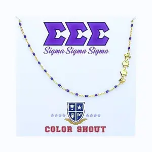 COLOR SHOUT Sigma Sigma Sigma Greek Letter Necklace - Yellow Gold