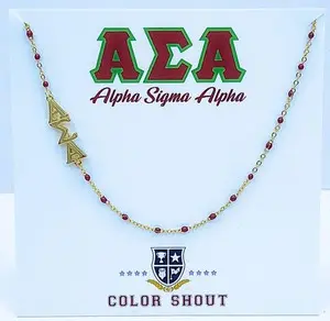 COLOR SHOUT Alpha Sigma Alpha Greek Letter Necklace - Yellow Gold