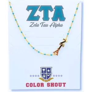 COLOR SHOUT Zeta Tau Alpha Greek Letter Necklace - Yellow Gold