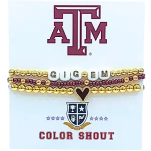 COLOR SHOUT Texas A&m Bracelet Stack - Yellow Gold
