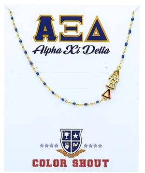 COLOR SHOUT Alpha Xi Delta Greek Letter Necklace - Yellow Gold