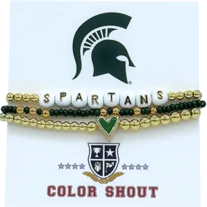 COLOR SHOUT Michigan State Bracelet Stack - Yellow Gold