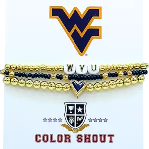COLOR SHOUT West Virginia University Bracelet Set - Yellow Gold