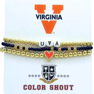 COLOR SHOUT Virginia College Bracelet Stack - Yellow Gold