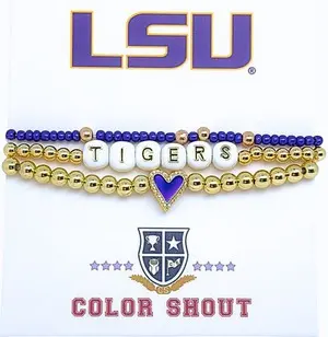 COLOR SHOUT Lousiana State Bracelet Stack - Yellow Gold