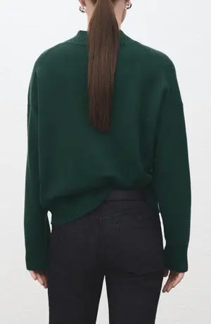 Mango Turtleneck Long Sleeve Sweater - Dark Green