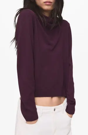 Mango Ribbed Turtleneck Sweater - Wine
