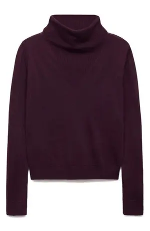 Mango Ribbed Turtleneck Sweater - Wine