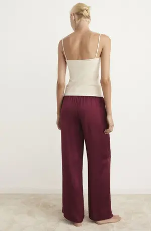 Mango Satin Pajama Pants - Red