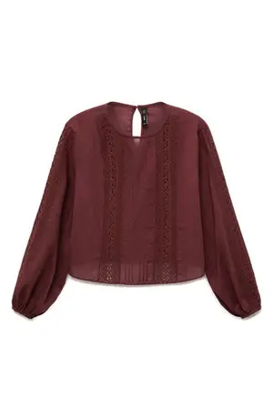 Mango Embroidered Puff Sleeve Top
