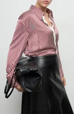 Mango Striped Button-up Shirt - Maroon