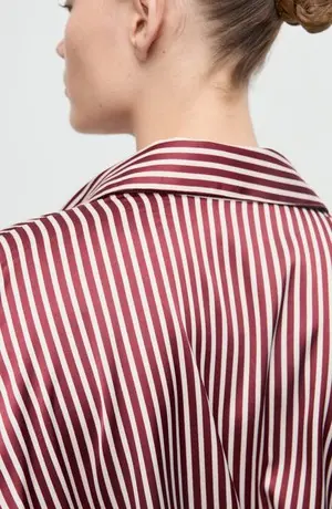 Mango Striped Button-up Shirt - Maroon