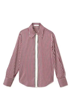 Mango Striped Button-up Shirt - Maroon