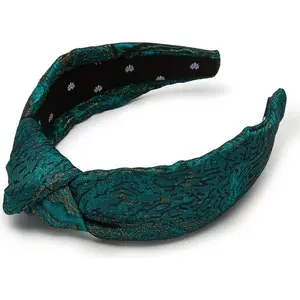 Lele Sadoughi Metallic Knotted Brocade Headband - Jade