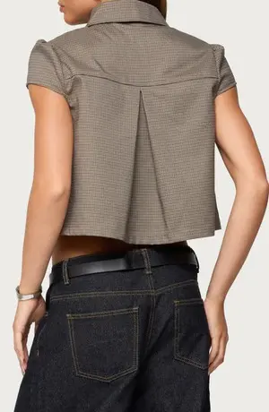 EDIKTED Haislee Houndstooth Crop Top