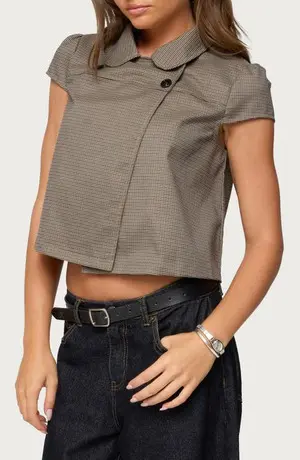 EDIKTED Haislee Houndstooth Crop Top
