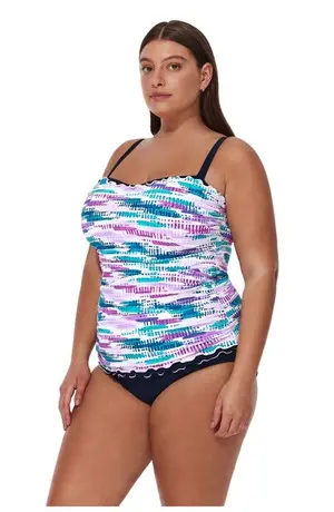 GOTTEX Shirred Underwire Tankini Top - Multi-blue