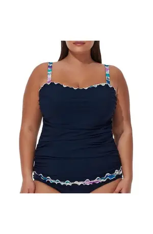 GOTTEX Shirred Underwire Tankini Top - Navy