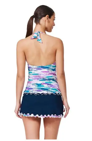 GOTTEX Canva Tricolore Halter Tankini Top - Multi-blue