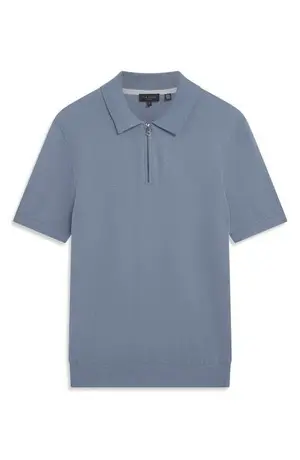Ted Baker London Givrans Zip Polo Sweater - Teal-blue
