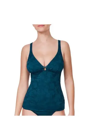 GOTTEX Jolene Textured V Neck Tankini Top - Petrol