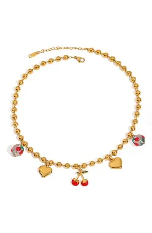 MACRAE & CO. Cherries And Heart Charm Necklace - Gold