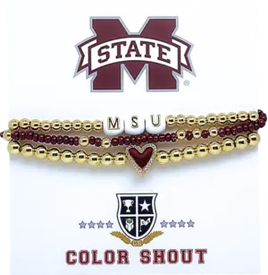COLOR SHOUT Love My College Bracelet Stack - Yellow Gold