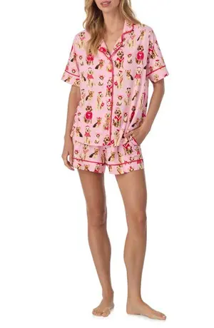 ROOM SERVICE Print Short Pajamas - Pink Print