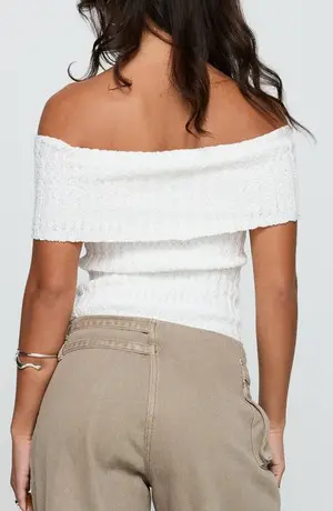Princess Polly Murmur Foldover Off The Shoulder Rib Top
