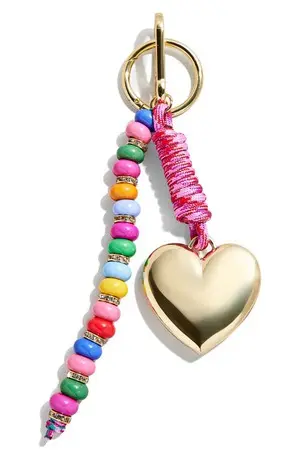 Baublebar Statement Heart Beaded Key Ring Bag Charm - Pink Multi