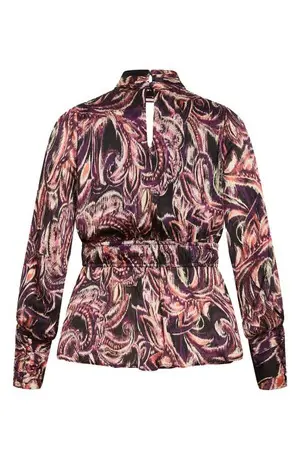 City Chic Della Print Keyhole Top - Paisley