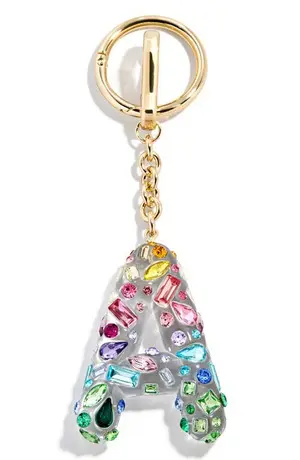 Baublebar Crystal Initial Key Ring Bag Charm Clear Multi - A