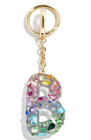 Baublebar Crystal Initial Key Ring Bag Charm Clear Multi - B