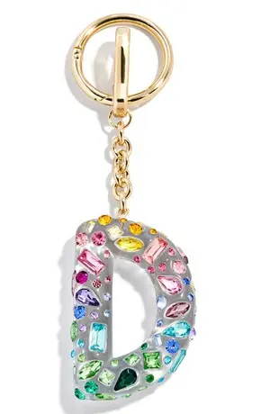 Baublebar Crystal Initial Key Ring Bag Charm Clear Multi - D
