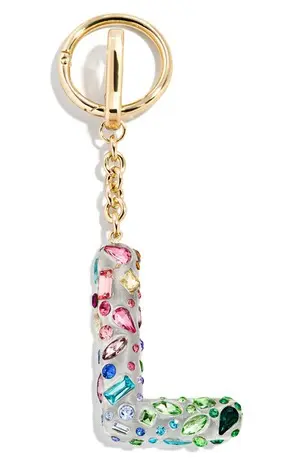 Baublebar Crystal Initial Key Ring Bag Charm Clear Multi - L