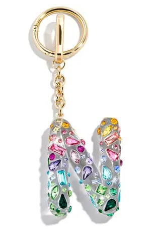 Baublebar Crystal Initial Key Ring Bag Charm Clear Multi - N