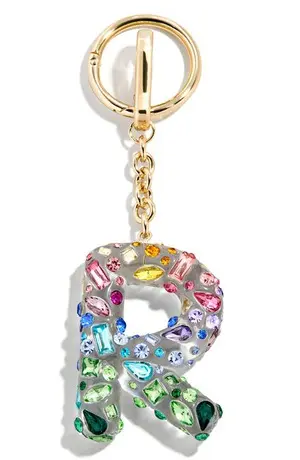 Baublebar Crystal Initial Key Ring Bag Charm Clear Multi - R