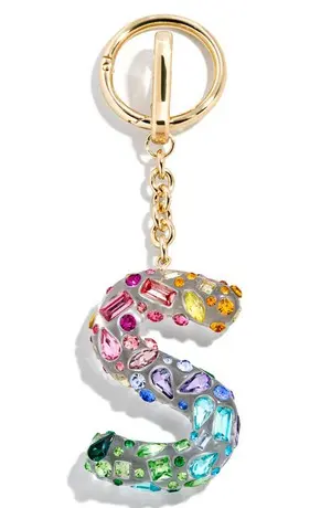 Baublebar Crystal Initial Key Ring Bag Charm - Clear Multi - S