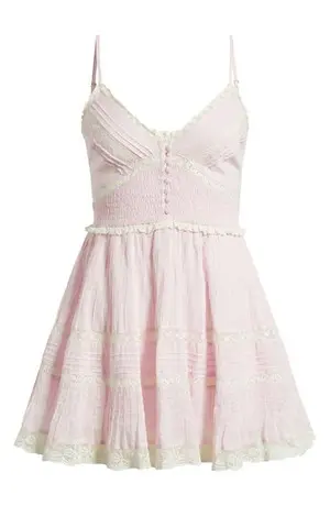 LoveShackFancy Lace Sleeveless Fit & Flare Minidress - Orchid Ice