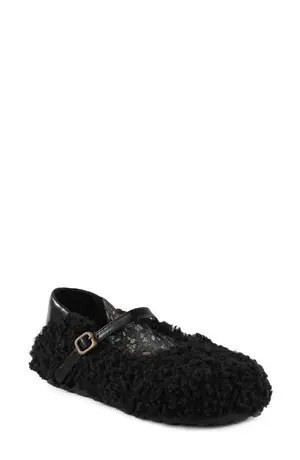 Bc Footwear Metro Faux Shearling Flat - Black