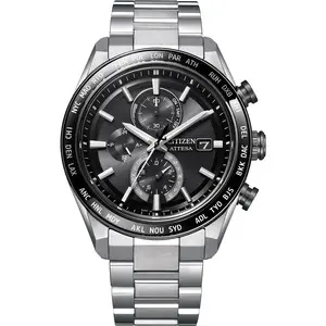 Citizen Attesa Atomic Timekeeping Chronograph Super Titanium™ Bracelet Watch - Dark Grey/silver