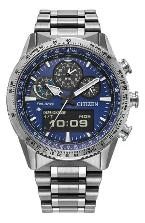 Citizen Promaster Skyhawk Eco-drive Chronograph Bracelet Watch - Silverone/blue