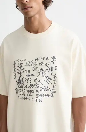 Scotch & Soda Cross-stitched Artwork Cotton T-shirt