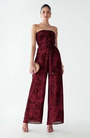 BWLDR ALIAS JUMPSUIT Burgundy Palms