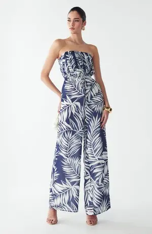 BWLDR Alias Jumpsuit - Navy Palms