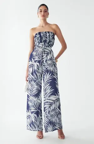 BWLDR Alias Jumpsuit - Navy Palms
