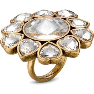 Kurt Geiger Heart Crystal Cocktail Ring - Gold/crystal
